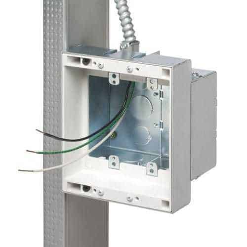 Arlington TVBS505 2-Gang Steel Recessed TV Box, White