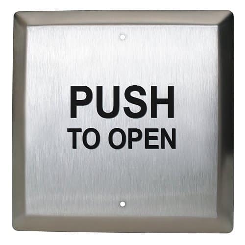 Camden CM-46-3 4 1/2" Square Push Plate Switch, Exposed Screws, 'PUSH ...