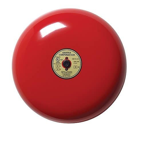 Gentex GB6-24 6" Fire Alarm Bell, 85 dBA at 10 feet, Red Metal Finish
