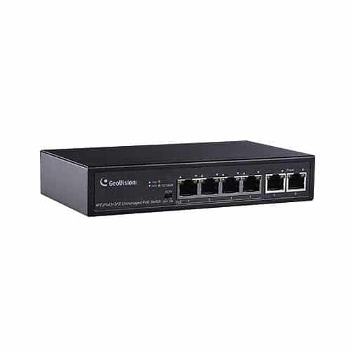 GeoVision GV-APOE0400 6-Port 10/100 Mbps Unmanaged PoE Switch with 4 ...