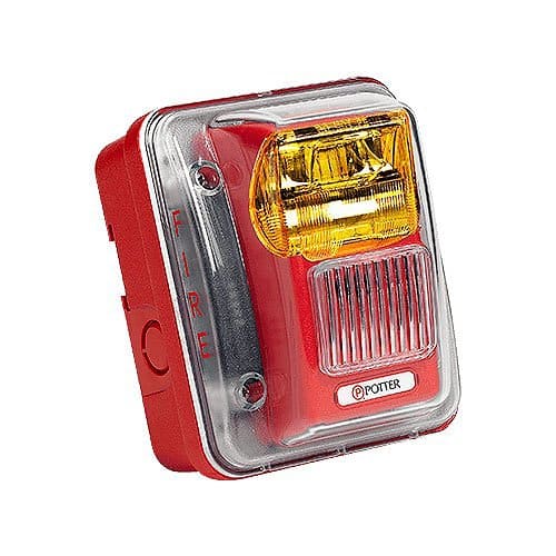 Potter CS-24WAR-WP Outdoor Amber Lens Strobe, 75 Candela, Red